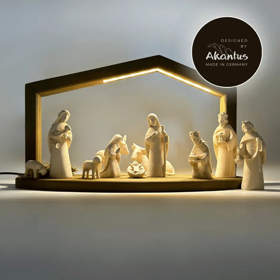 Set (11 Figuren) von Akantus natur mit Stall "Akantus Design" brown