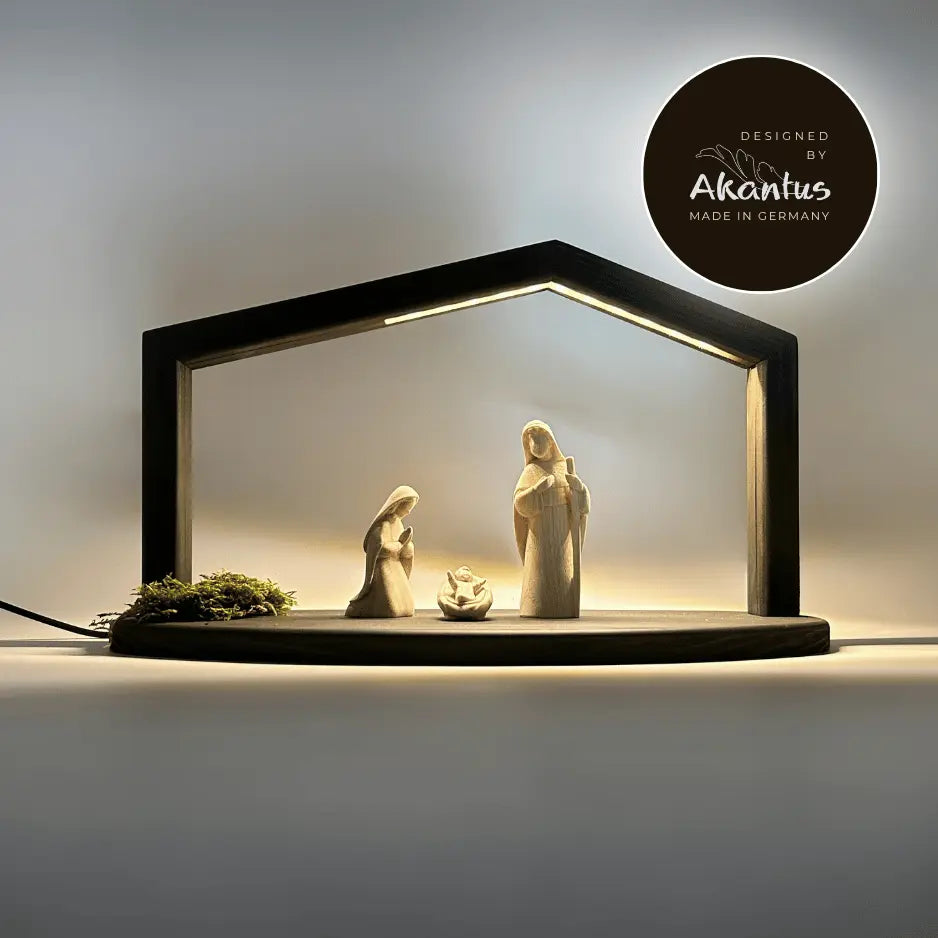 (3 Figuren) von Akantus natur mit Stall "Akantus Design" grau
